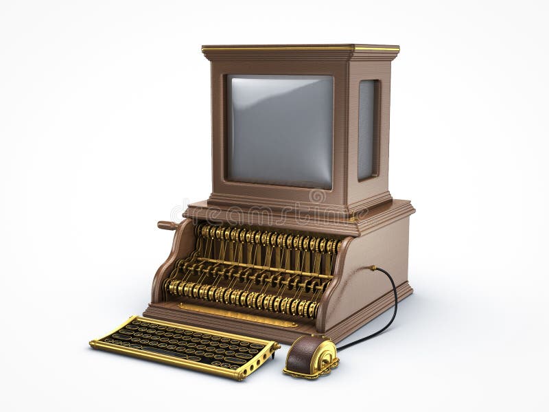 Old Vintage Steam Punk Laptop Computer Stock Illustration ...