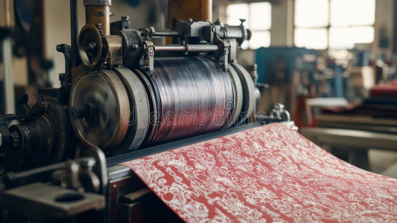 Steam is Released As an Automatic Textile Printing Machine Prints a ...