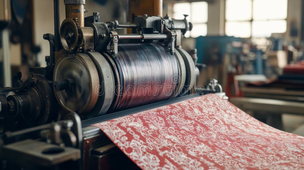 Steam is Released As an Automatic Textile Printing Machine Prints a ...