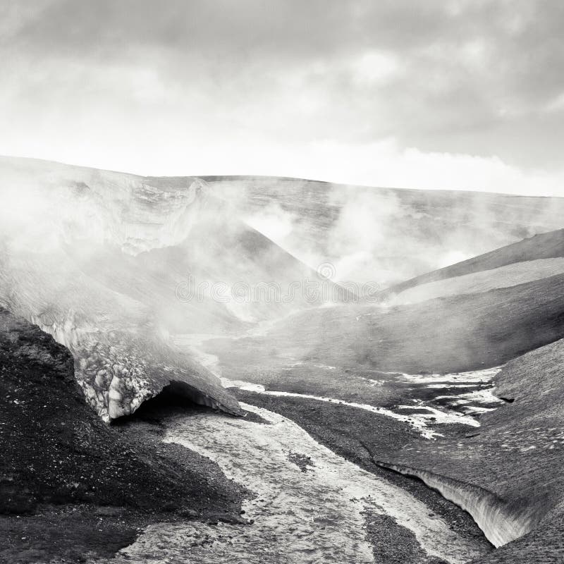 Steam Rises from Geothermal Water in Iceland Stock Photo - Image of ...