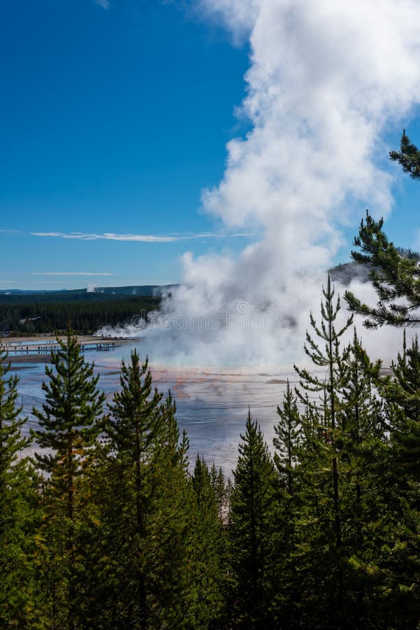 Steam Rising Against Blue Sky from Grand Prismatic Stock Photo - Image ...