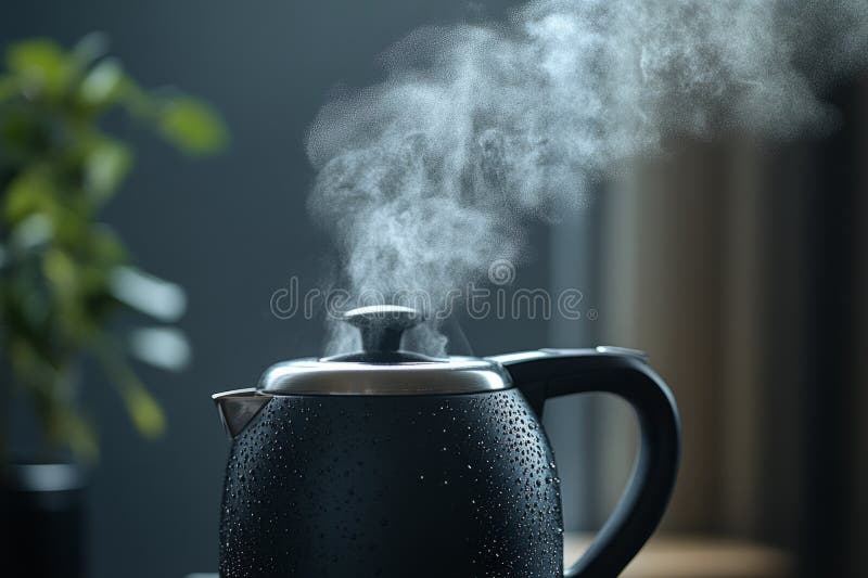 Steam Rising from a Boiling Kettle in a Kitchen, Signifying a Hot ...