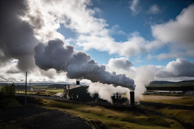 Steam Rising from Coal Mine, with Clouds in the Background Stock ...