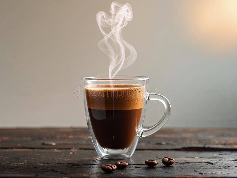 Steam Rising from Coffee in Clear Glass Mug Stock Illustration ...