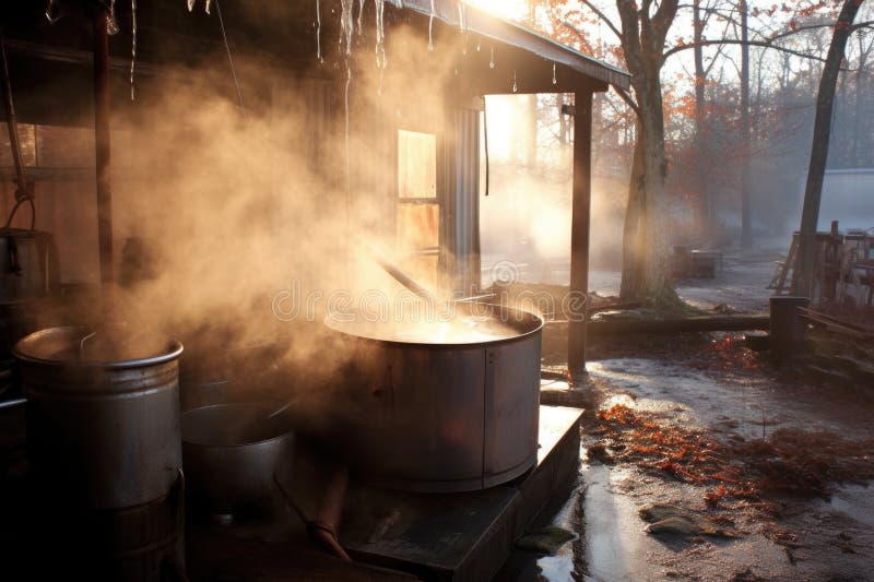 Steam Rising from the Evaporator Pan during the Syrup-making Process ...