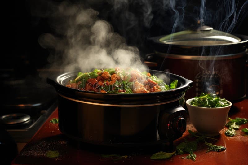 Steam Rising from a Hot Slow Cooker Meal Stock Illustration ...