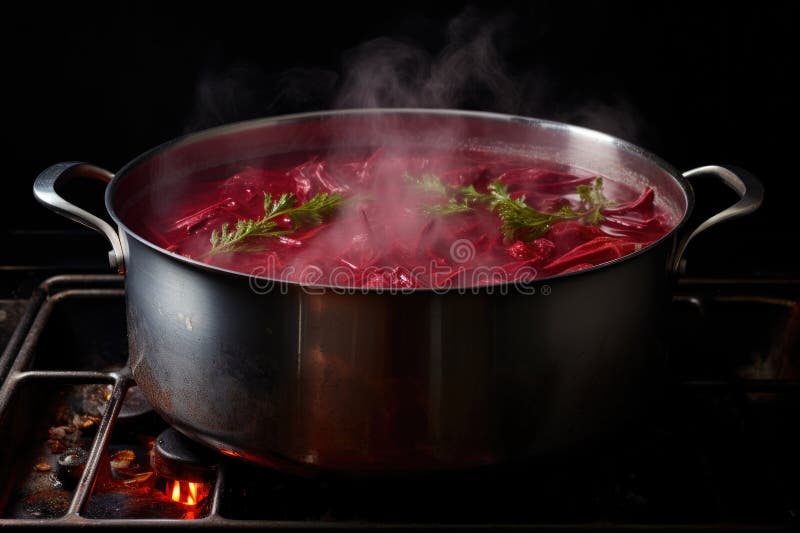 Steam Rising from a Pot of Simmering Beetroot Soup Stock Image - Image ...