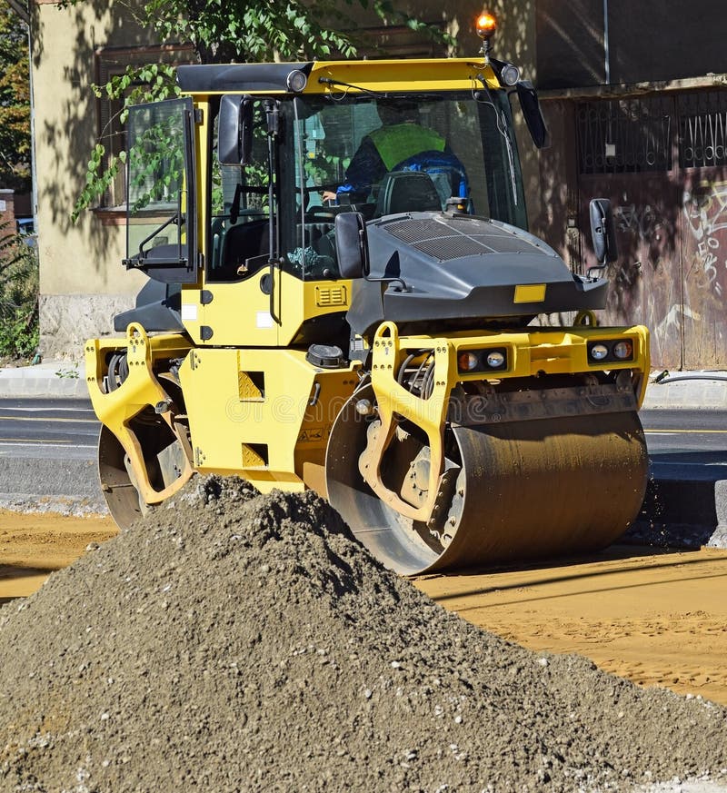 Steam Roller at the Road Constrcution Stock Image - Image of mover ...