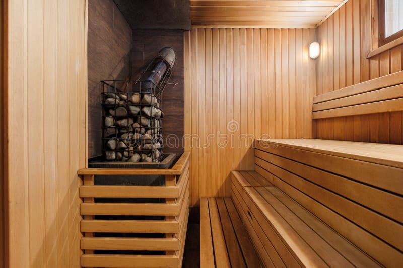 Steam Room Lined with Wood Bath Sauna Stock Photo - Image of light ...
