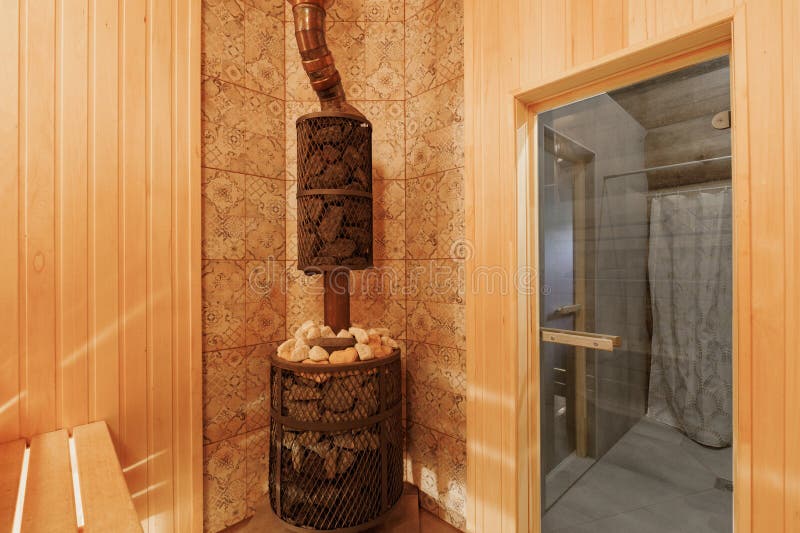 Steam Room Lined with Wood Bath Sauna Stock Photo - Image of healthy ...