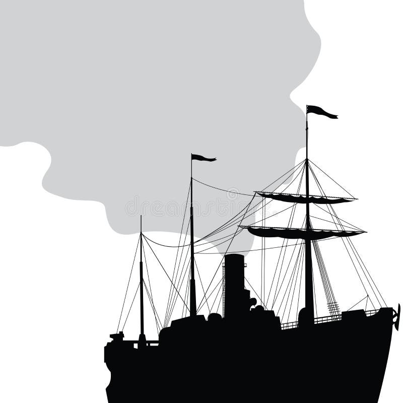 Steam ship stock vector. Illustration of retro, chimney - 20538162