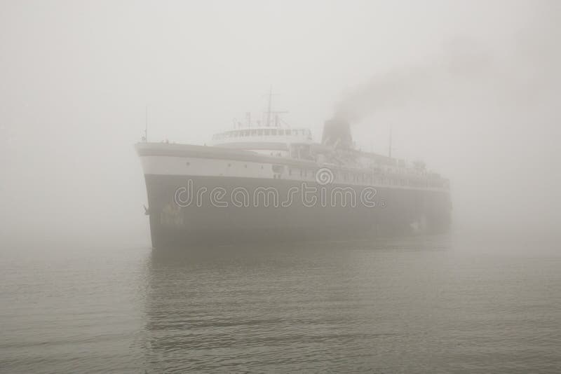 Steam ship in fog stock photo. Image of wisconsin, lake - 13030002