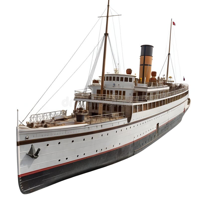 Steam Ship Isolated on White Background Stock Illustration ...