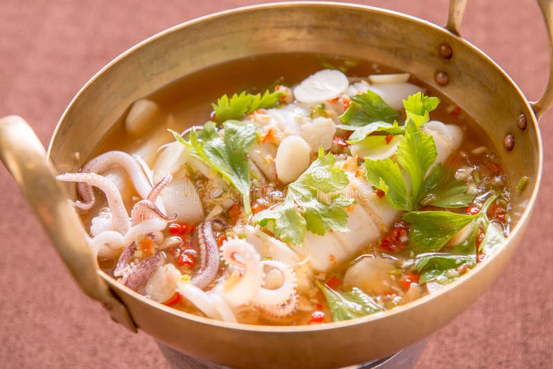 Steam Squid with Spicy Chili Stock Photo - Image of ethnicities ...