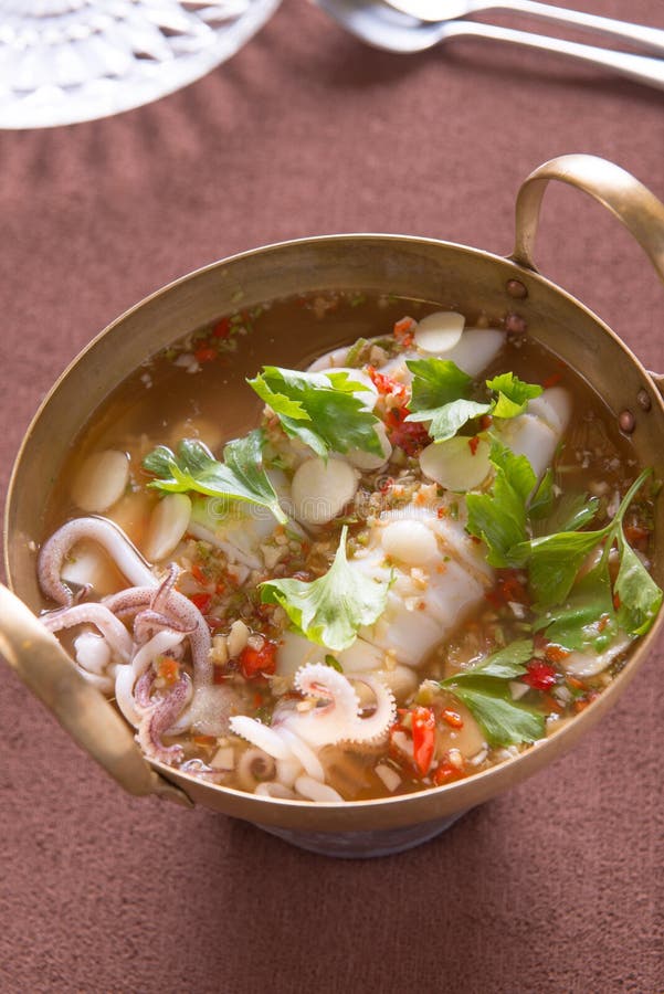 Steam Squid with Spicy Chilli Stock Photo - Image of asian, health ...