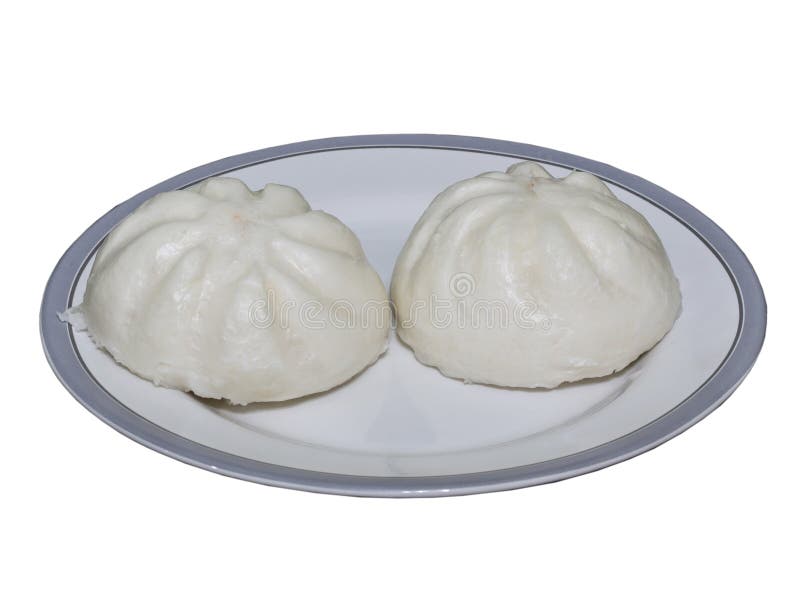 Steam Stuffed Bun on Plate Isolation Stock Image - Image of pork, plate ...
