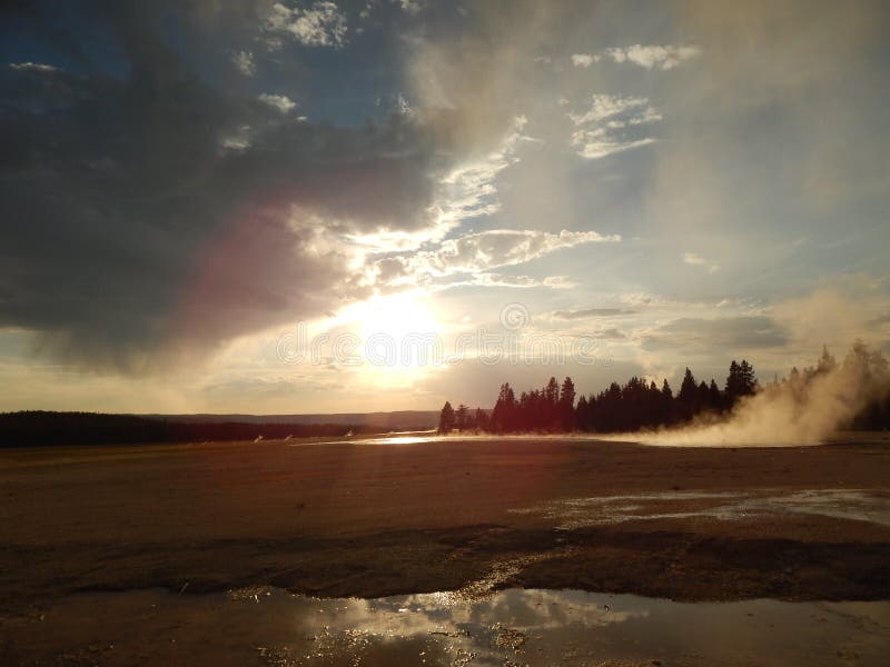 Steam in the Sunset stock image. Image of outdoors, clouds - 60406001