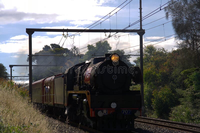 Steam train stock photo. Image of steam, back, sunset - 12086238
