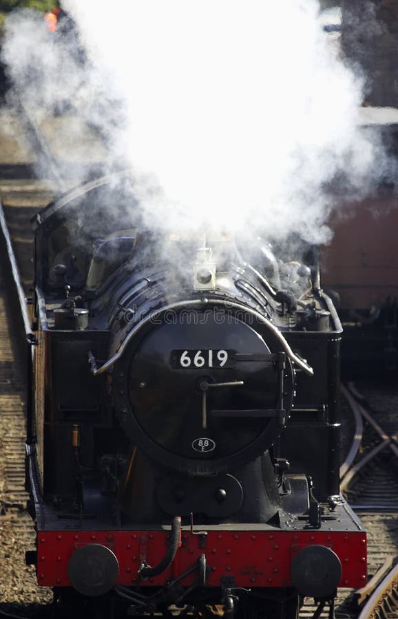 Old Steam Engine Locomotive is Preparing To Start Movement Stock Photo ...
