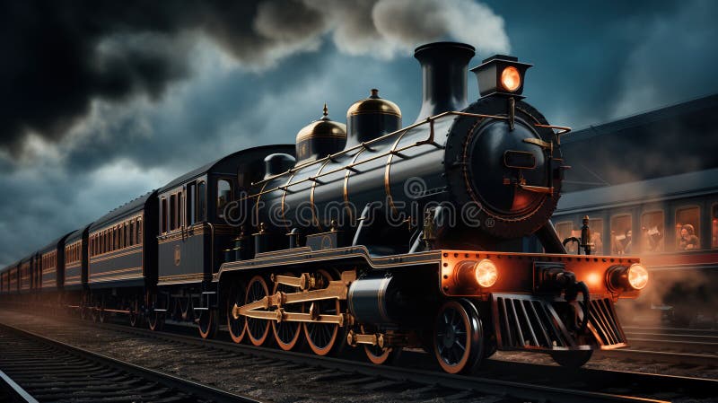 A Steam Train Chugging through a Snow Covered Forest Stock Illustration ...