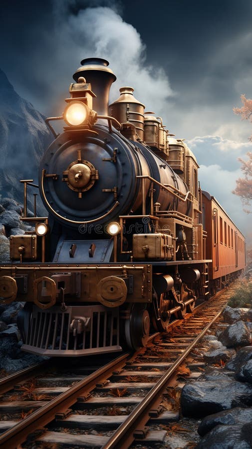 A Steam Train Chugging through a Snow Covered Forest Stock Illustration ...