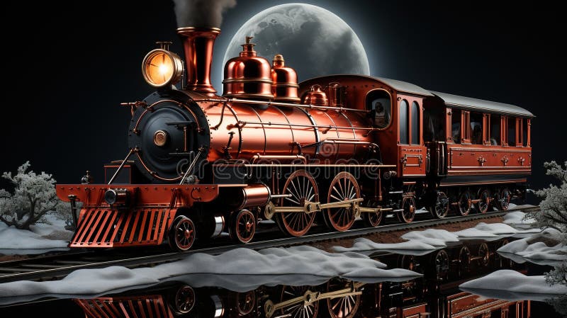 A Steam Train Chugging through a Snow Covered Forest Stock Illustration ...