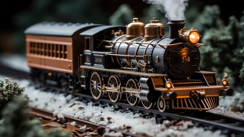 A Steam Train Chugging through a Snow Covered Forest Stock Illustration ...