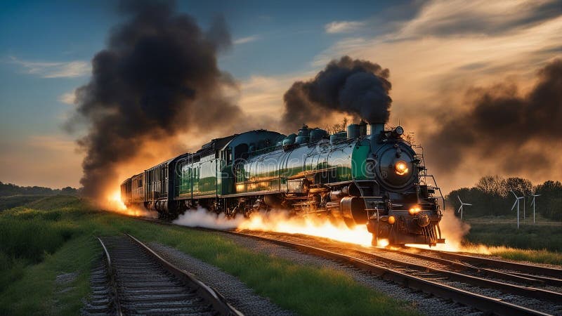 Steam Train in the Countryside Fire Train, a Speedy Exploding, Train ...