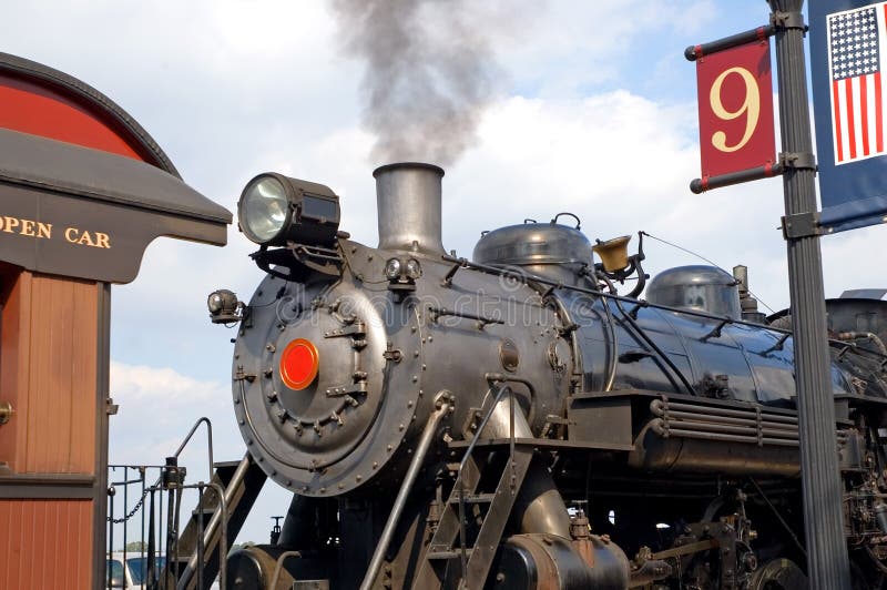 Steam Train Engine at Station Stock Image - Image of machine ...