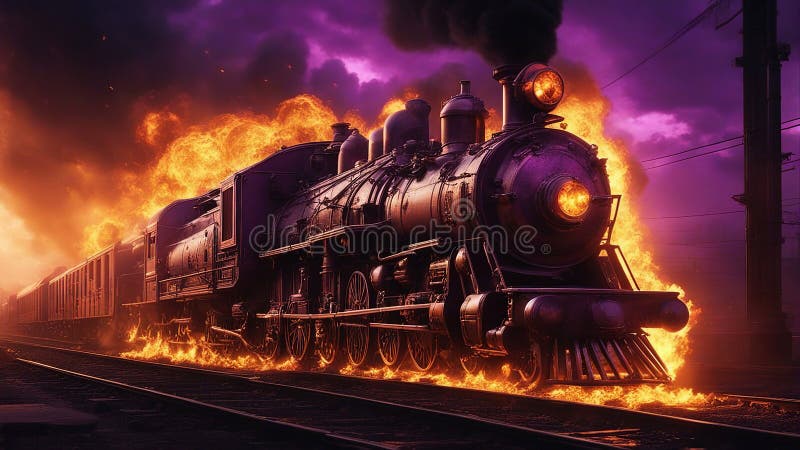 Steam Train in the Forest Burning, Exploding, Train with a Explosion ...