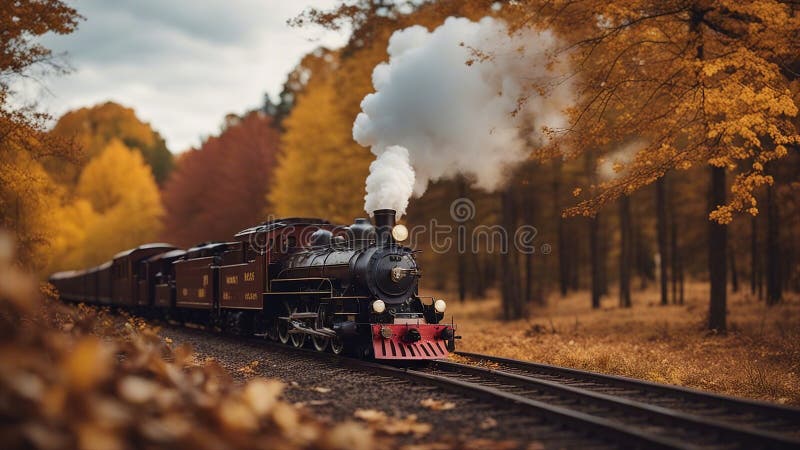Steam Train in the Forest _A Steam Train Engine on a Windy Day in the ...