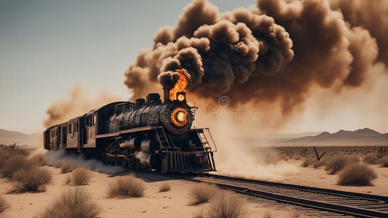 Steam Train in the Forest _An Exploding Old Western Train with Flaming ...