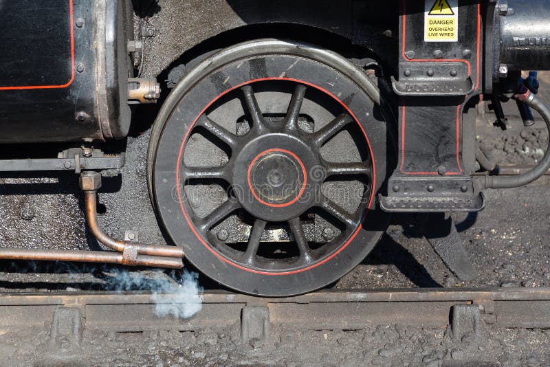 A Steam Train Leading Wheel Stock Image - Image of front, historic ...