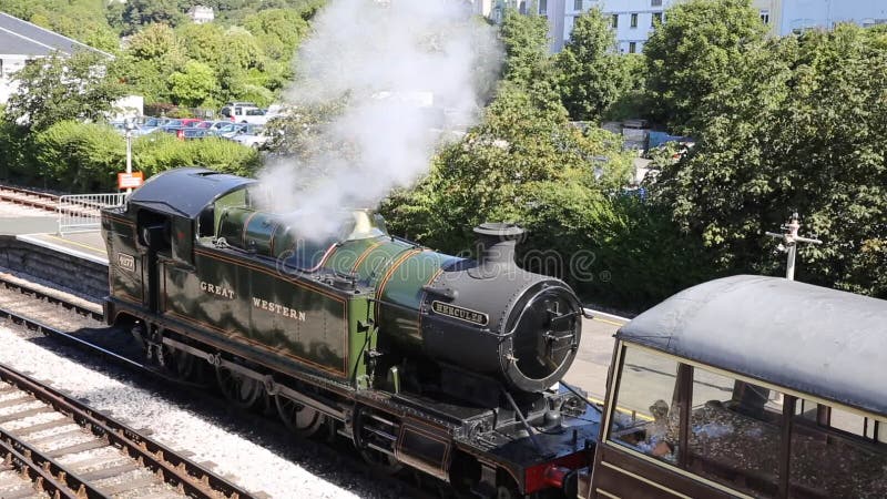Steam Train Station Close Up Stock Video - Video of retro, landmark ...