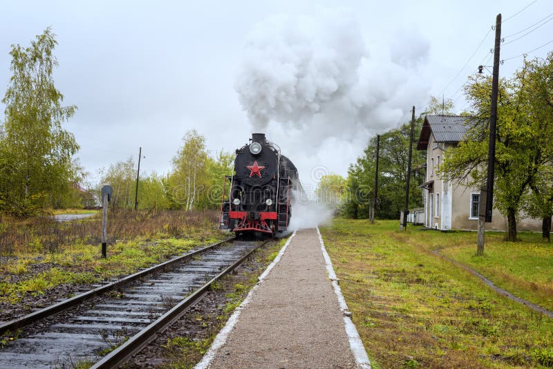 Steam Train Locomotive on the Railway Station Stock Photo - Image of ...