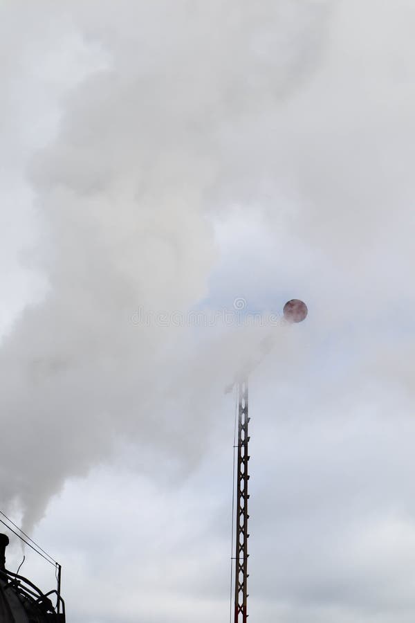 Steam Train Locomotive on the Station with Old Railway Semaphore in ...