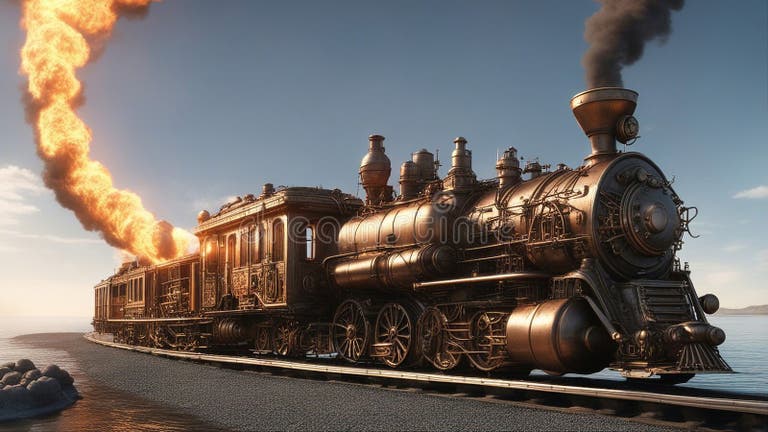 Steampunk Train Sky Stock Illustrations – 225 Steampunk Train Sky Stock ...