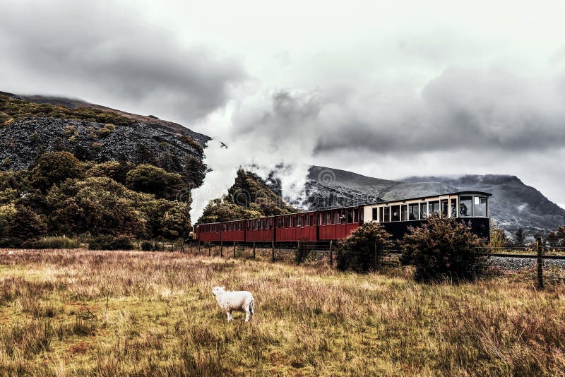 Steam Train Passing through Autumn Llanberis Scenery Stock Image ...