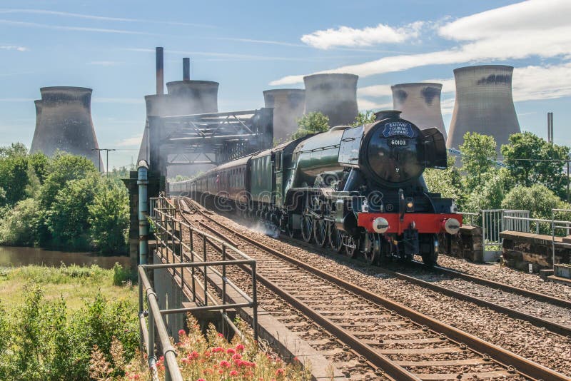 Steam Train Passing a Power Station Editorial Stock Image - Image of ...