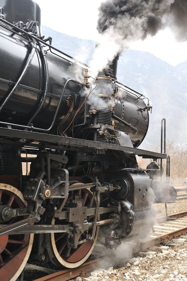 Steam Train on Railroad Treno a Vapore Stock Photo - Image of fire ...