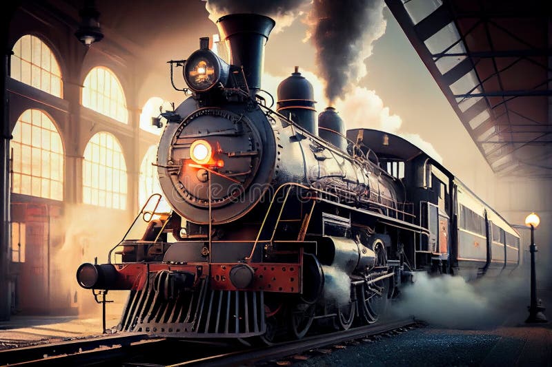 Steam Train at the Railway Station. Generative AI, Generative, AI Stock ...