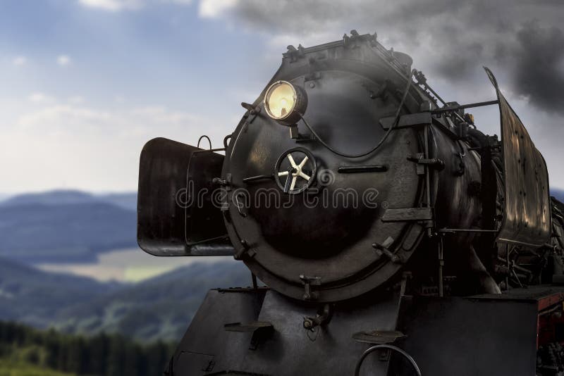 Steam train in the summer stock photo. Image of lights - 103428294