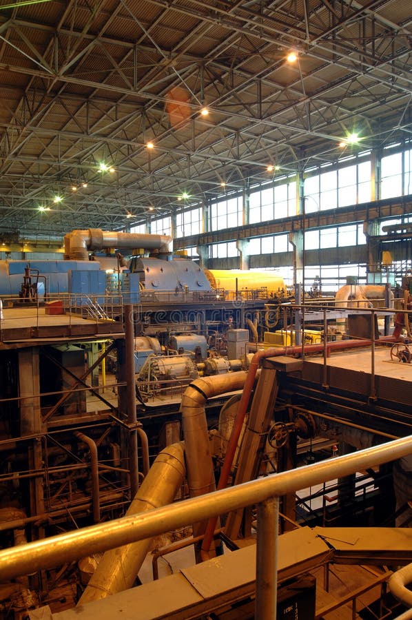 Steam Turbine On Power Plant Stock Image - Image of building, contrast ...