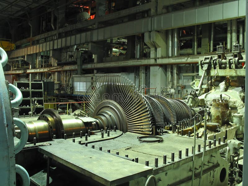 Steam Turbine during Repair, Night Scene Stock Photo - Image of ...