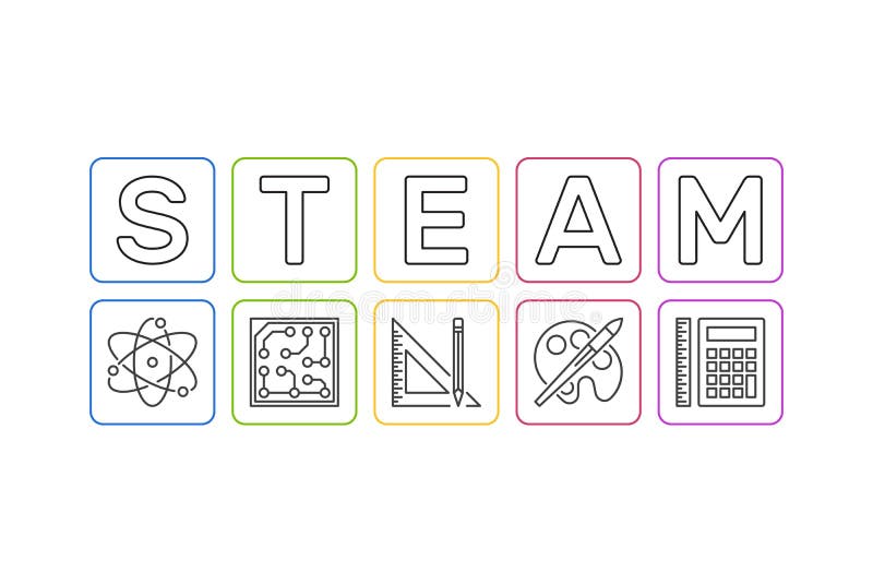 Stem Science Technology Engineering Math Word Art Stock Illustrations ...