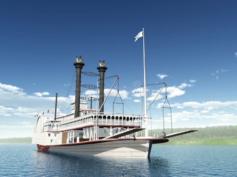 Steamboat of the Mississippi - Side View Stock Illustration ...