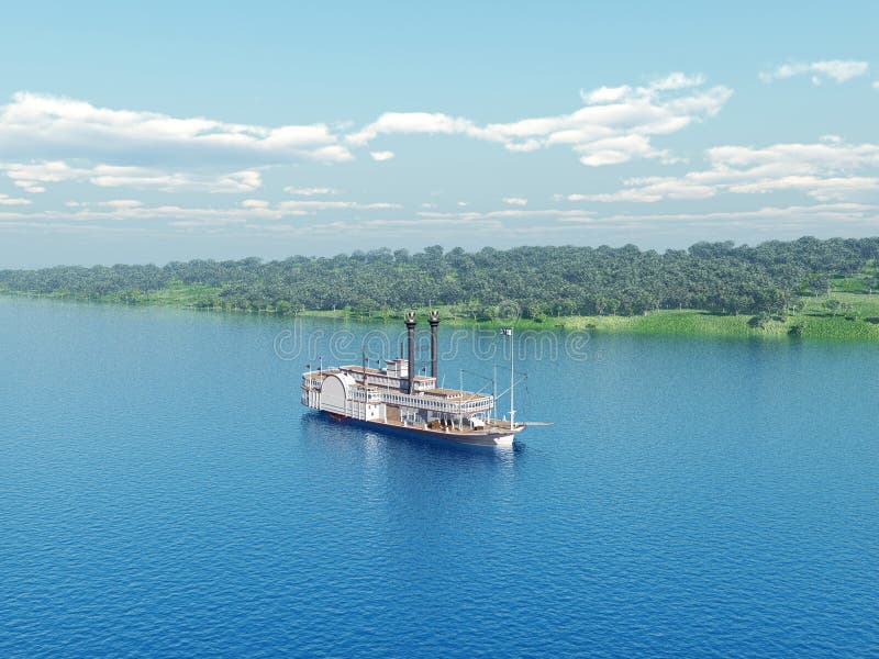 Steamboat of the Mississippi - Side View Stock Illustration ...