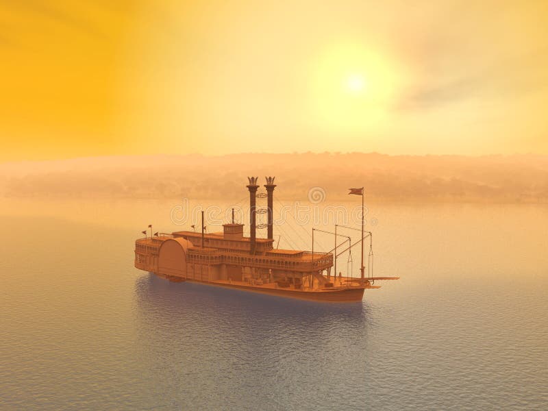 Steamboat of the Mississippi - Side View Stock Illustration ...