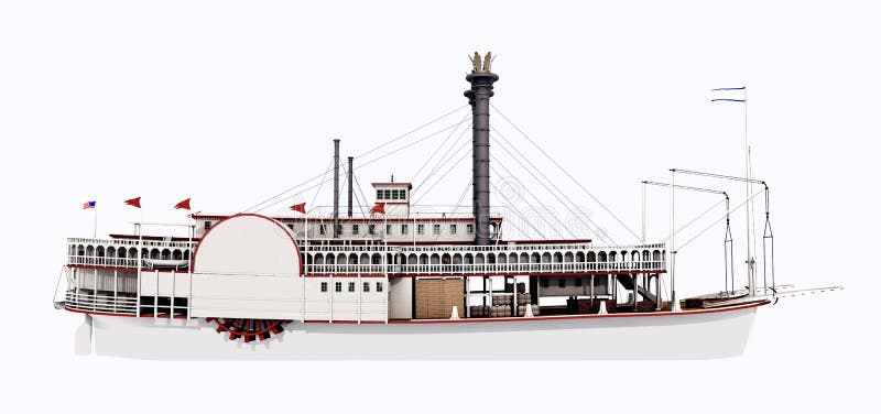 Steamboat of the Mississippi - Side View Stock Illustration ...