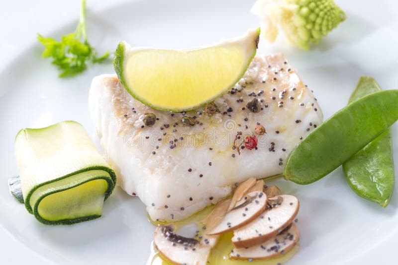 Steamed Atlantic Cod Fish with Spices and Vegetable Stock Image - Image ...